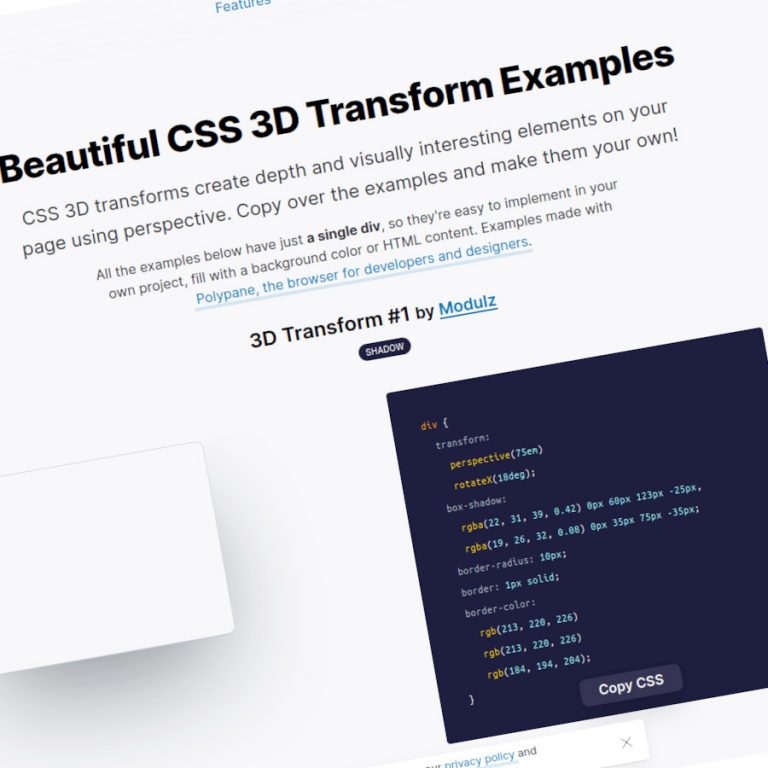 Hermosos ejemplos de transformación CSS 3D - WD5 Web Design